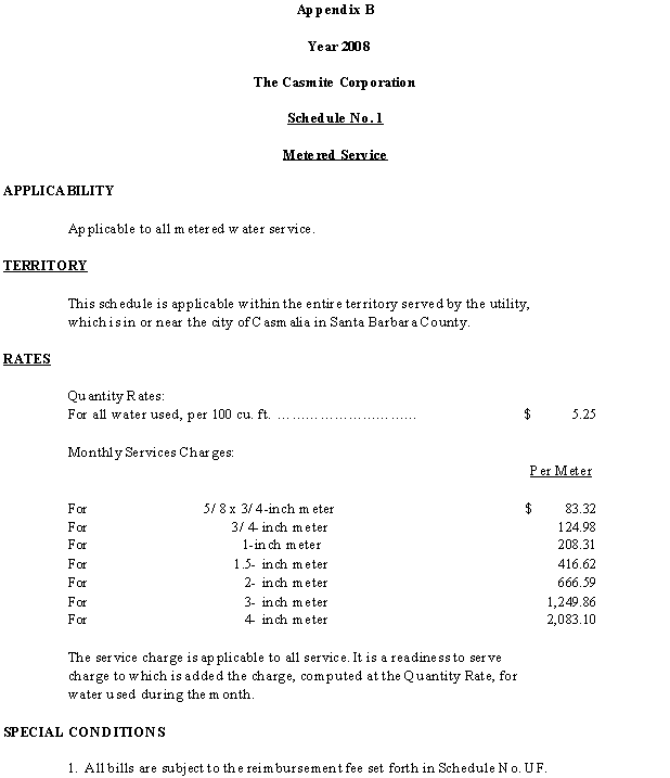 Comment Draft Res. W-4684 The Casmite Corporation [General Rate Case]