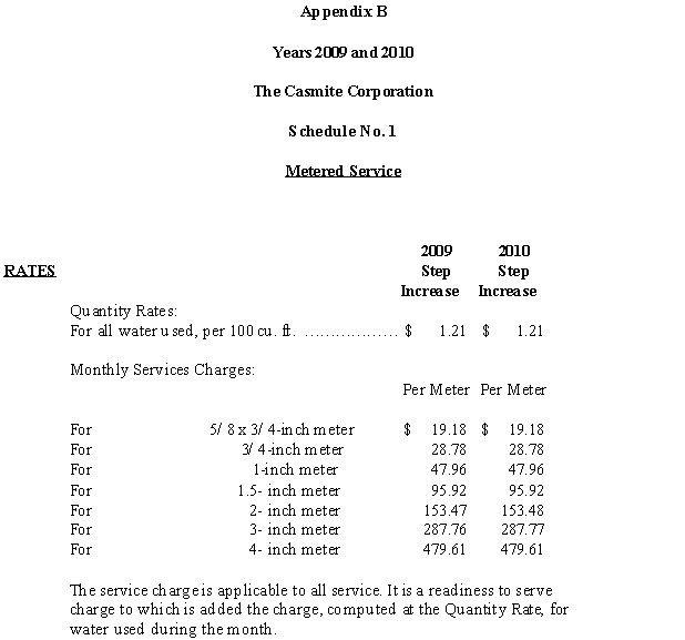 Comment Draft Res. W-4684 The Casmite Corporation [General Rate Case]